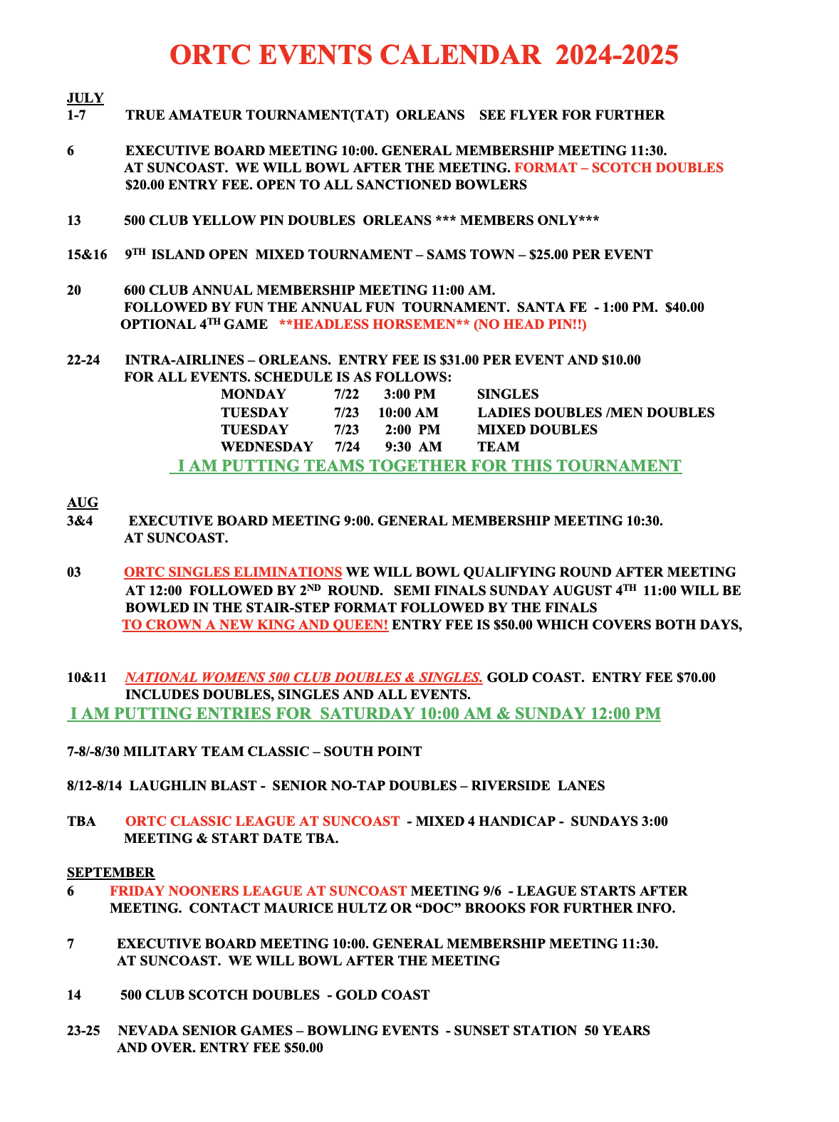 Calendar of Events & Flyers/Tournament Applications & Rules – Open ...